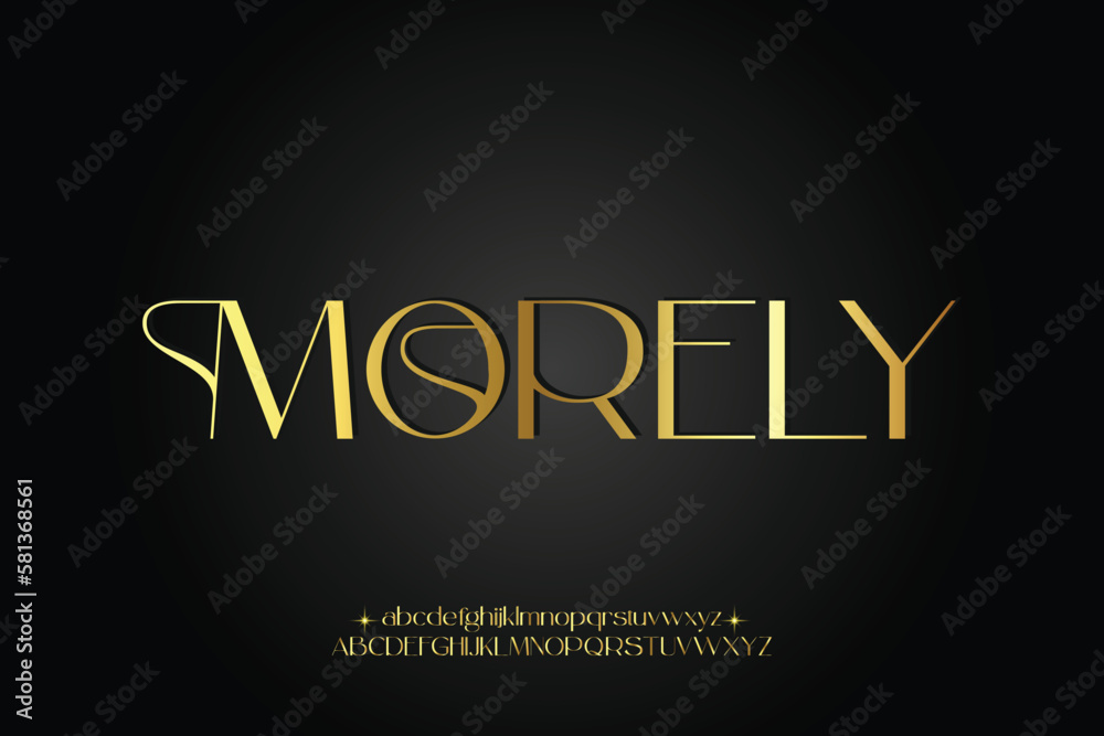 Morely elegant golden alphabet letters font set. Classic Custom gold Lettering Designs for logo ...