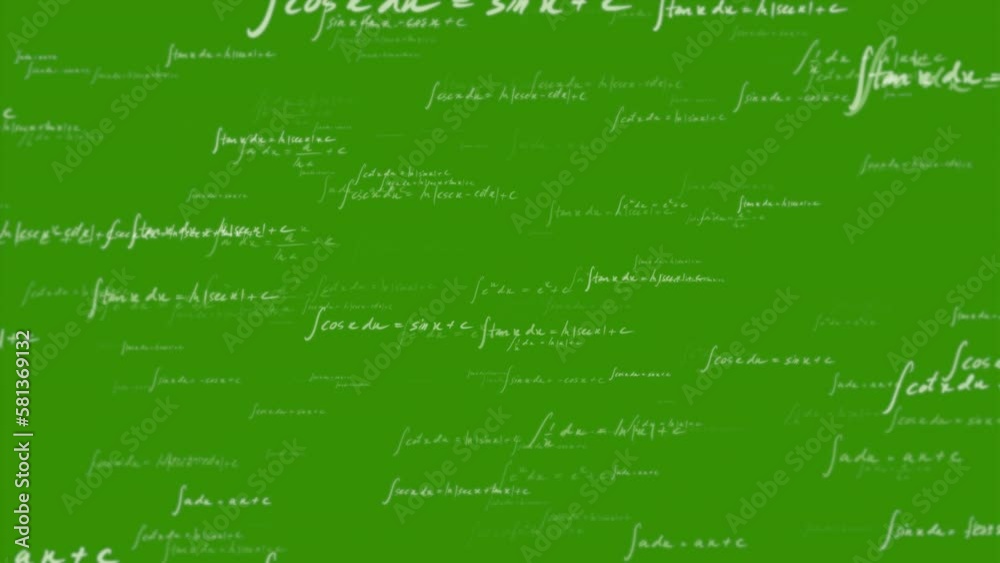 integral Mathematics equation math formula text Green screen background teaching engineering ...