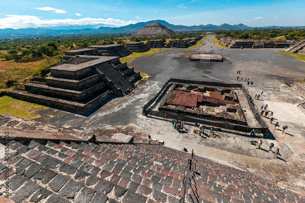 View of the pyramids of Teotihuacan, ancient city in Mexico, located in ...