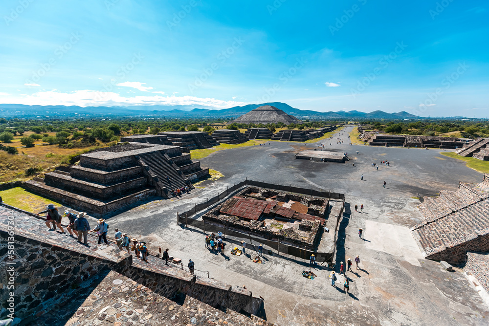 View of the pyramids of Teotihuacan, ancient city in Mexico, located in ...