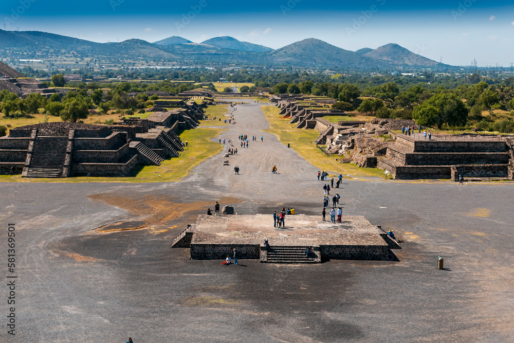 View of the pyramids of Teotihuacan, ancient city in Mexico, located in ...