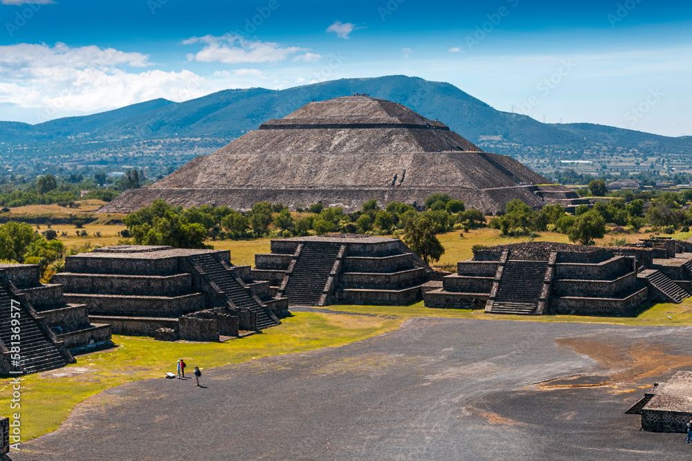 View of the pyramids of Teotihuacan, ancient city in Mexico, located in ...