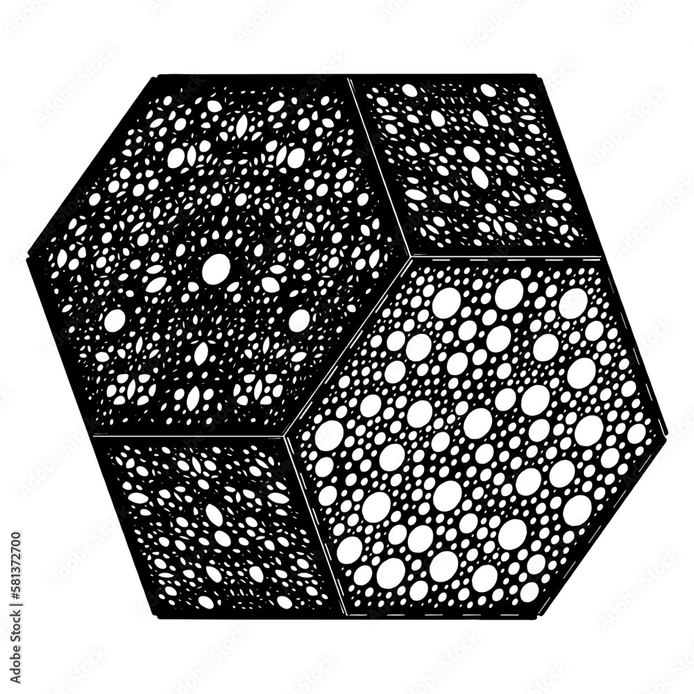Perforated Polyhedron With Hexagon And Square Sides Solid Shape Vector ...