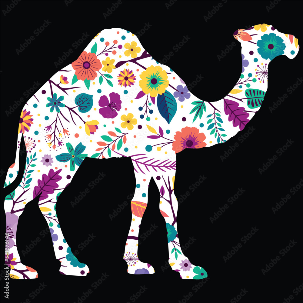 Vetor de Camels Vector, Camels Flower Pattern vector, cute Camels Flower Vector, Cute Camels ...