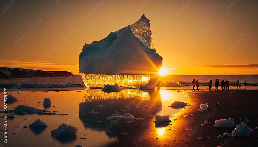Tip of the iceberg a scene of a beach generative ai Stock Illustration ...