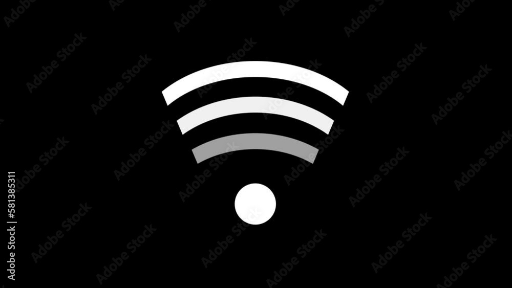 Animated WiFi icon against black background. Motion graphics Stock ...