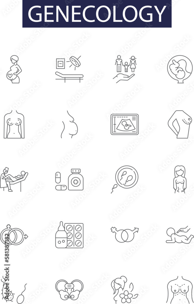 Genecology line vector icons and signs. Genes, Genetics, Heredity ...
