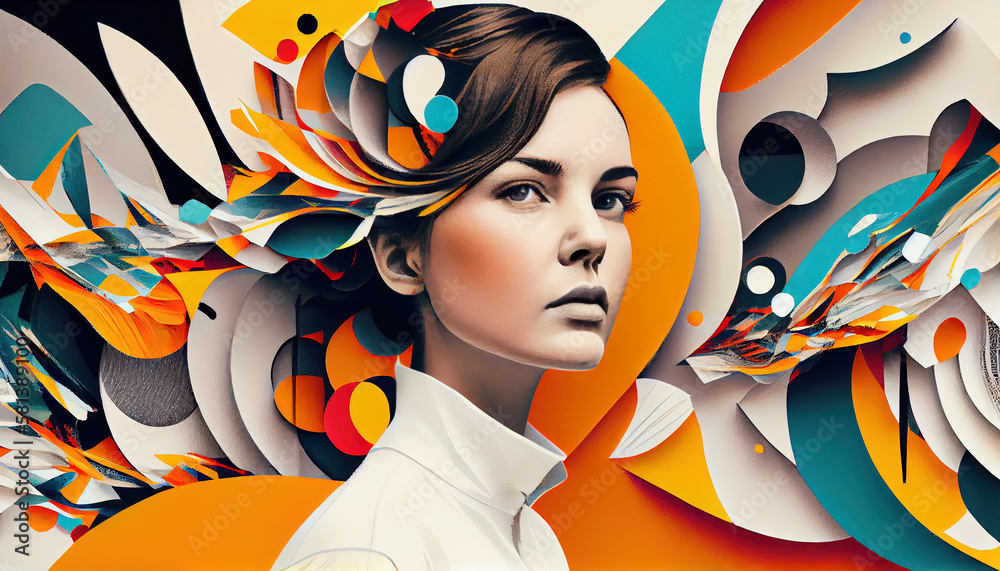 girls in sixties retro design, photo and graphics, black and white ...