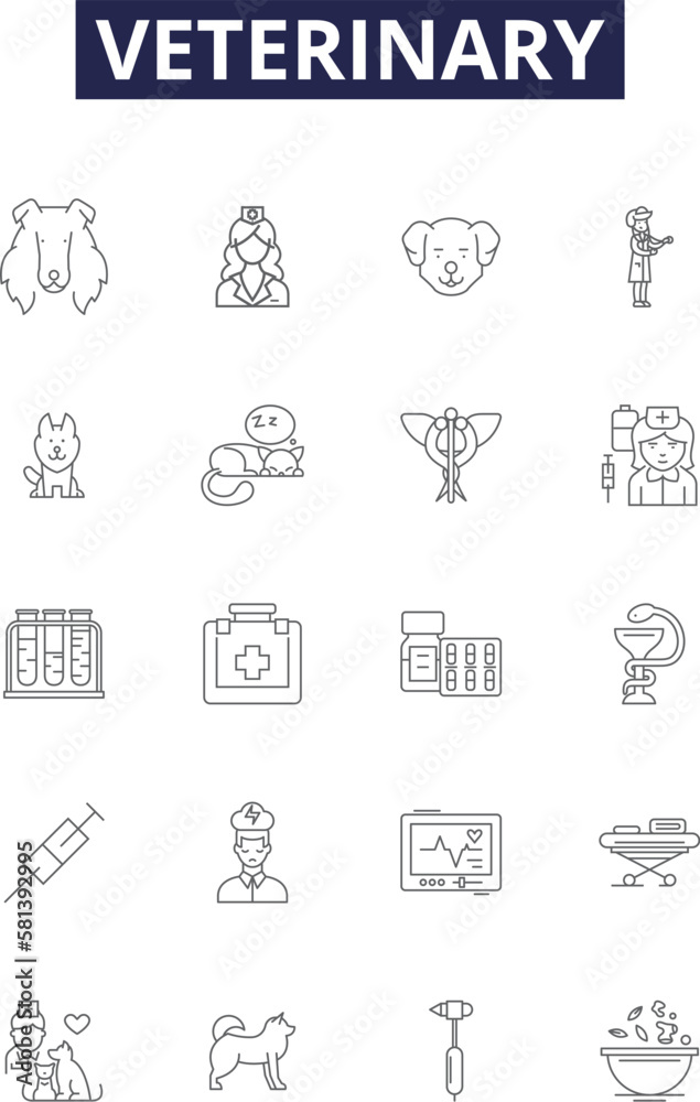 Veterinary line vector icons and signs. Animals, Veterinary, Care, Pet ...