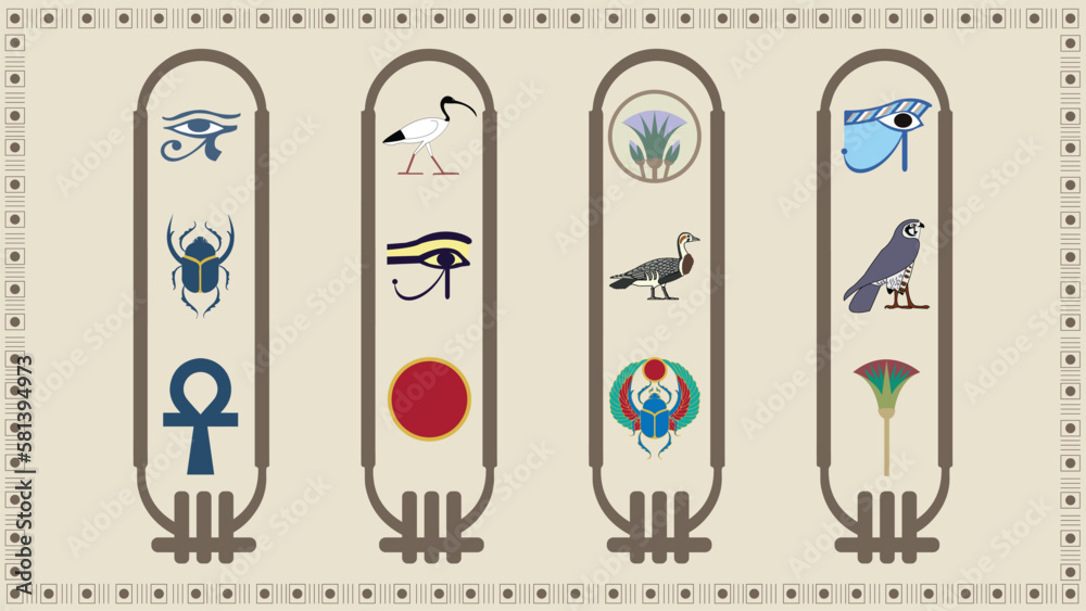 Ancient Egyptian hieroglyphs cartouche Stock Vector | Adobe Stock