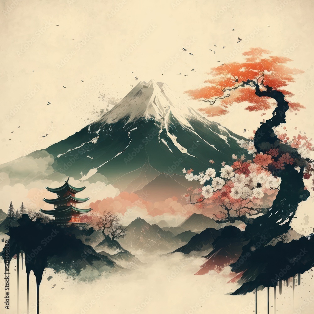 Japan Style Wallpaper Background Stock Illustration | Adobe Stock