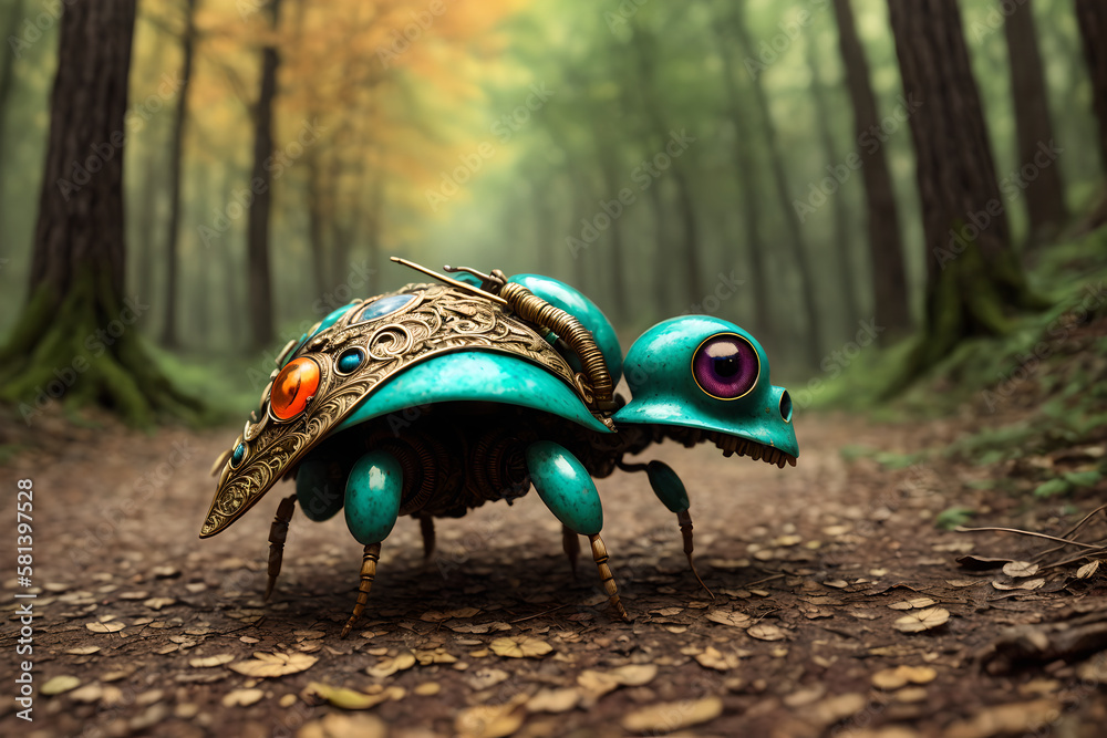 Scary small evil goblin-insect infected by parasite mushroom in the ...