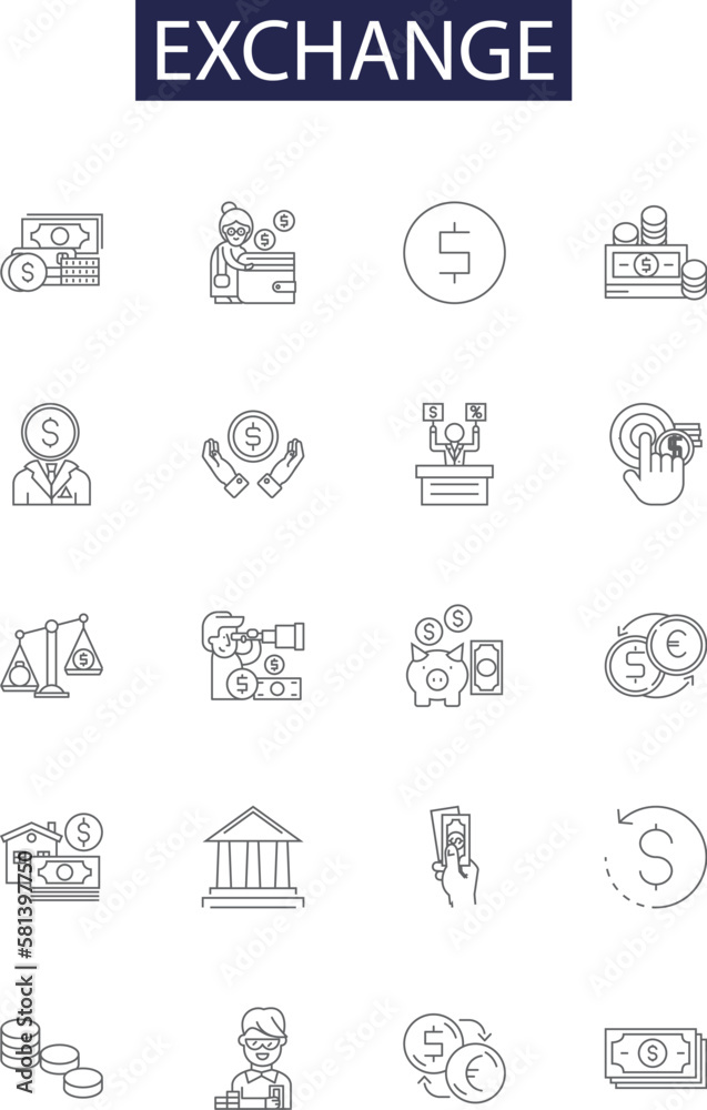 Exchange line vector icons and signs. Exchange, Transfer, Trade ...