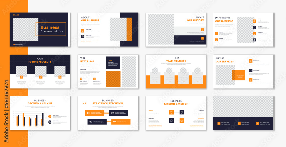 Modern corporate presentation design template with colorful shapes ...