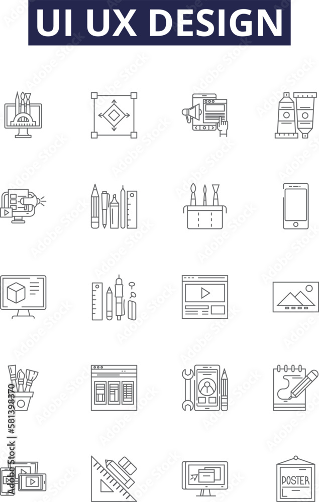 Ui ux design line vector icons and signs. UX, Design, Prototyping, User ...