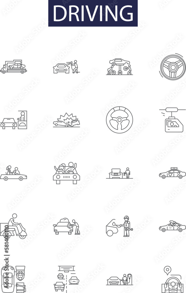 Driving line vector icons and signs. Traversing, Maneuvering ...