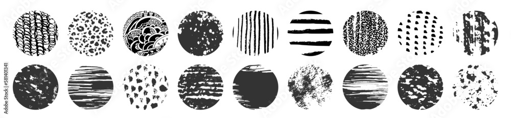 Vector set of hand drawn artistic textures. Grungy social media icons ...
