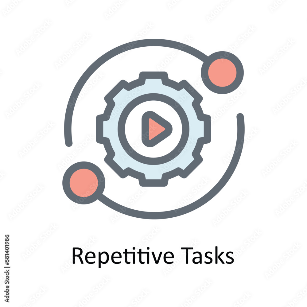 Repetitive Tasks Vector Fill Outline Icons. Simple stock illustration ...