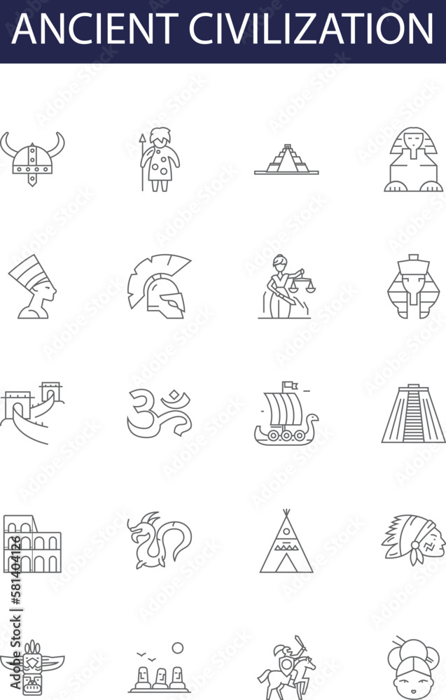 Ancient civilization line vector icons and signs. Ancient, History ...