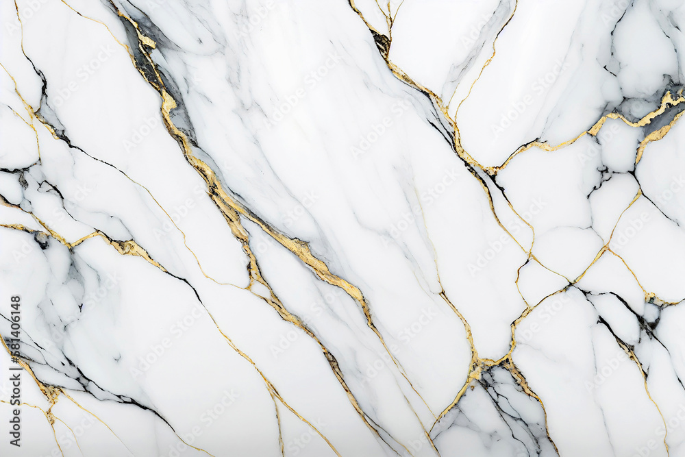 3D rendering of gold and white marble texture. Abstract minimalist ...