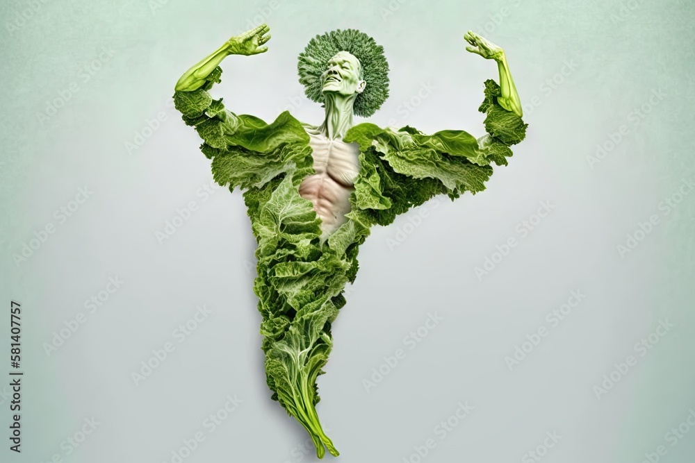 Lettuce Human shape vegetable Creative diet food healthy eating concept ...