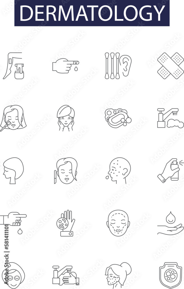 Dermatology line vector icons and signs. Skin, Acne, Melanoma ...