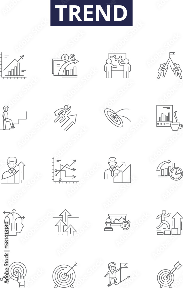 Trend line vector icons and signs. Latest, Up-to-date, Current, Style ...