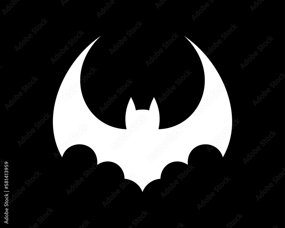 Black Bat Batman Fly Wing Nocturnal Silhouette Simple Modern Mascot ...