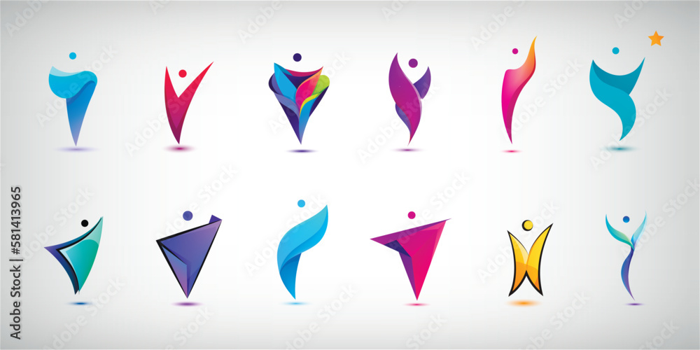 Vector set of man, human, person logos. Health and leader icons, body ...
