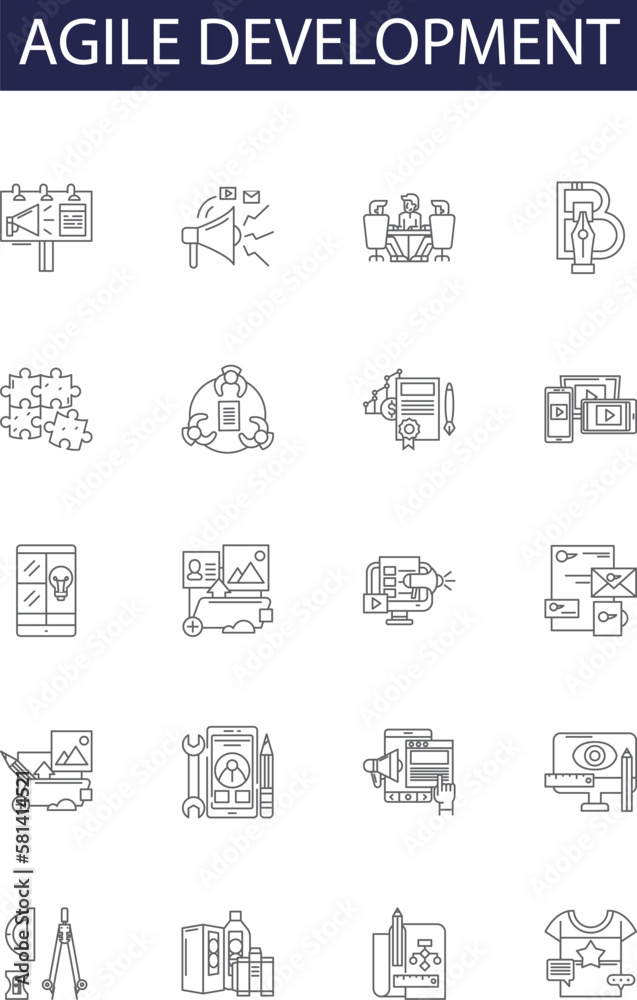 Agile development line vector icons and signs. Development, Scrum ... Agile development line vector icons and signs. Development, Scrum ...