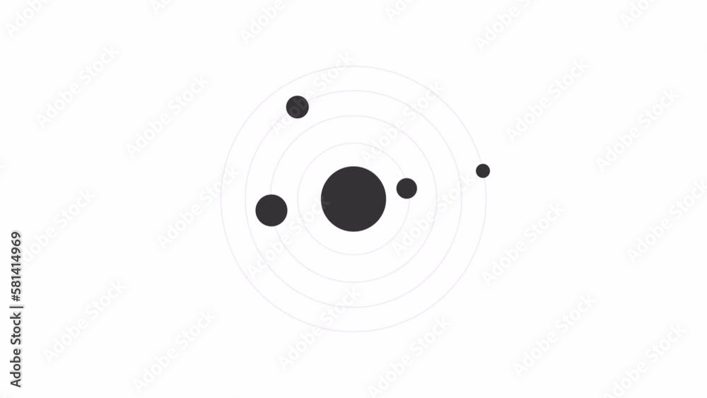 Animated solar system loader. Planets around sun. Simple black and ...