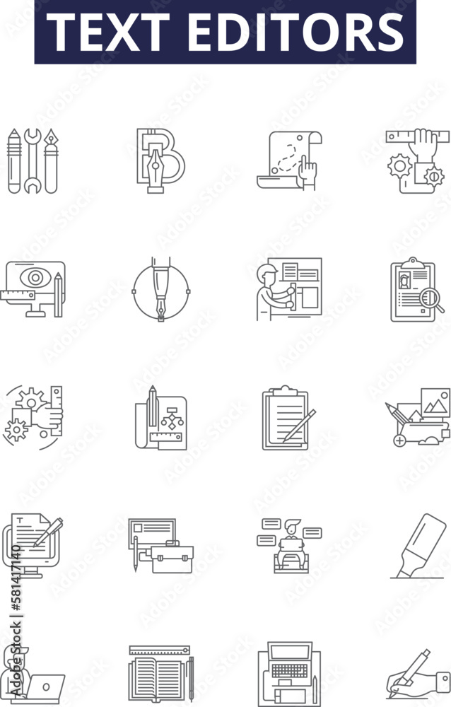 Vecteur Stock Text editors line vector icons and signs. Text, Writing ...