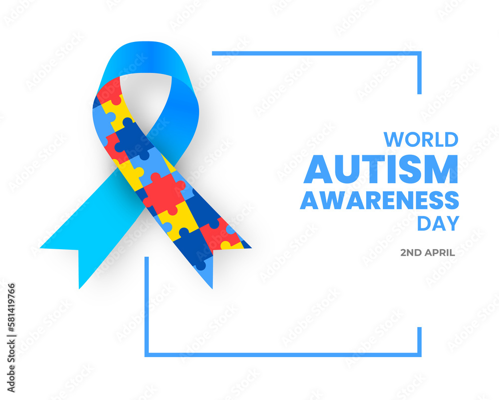 World autism awareness day color frame with typography design template ...