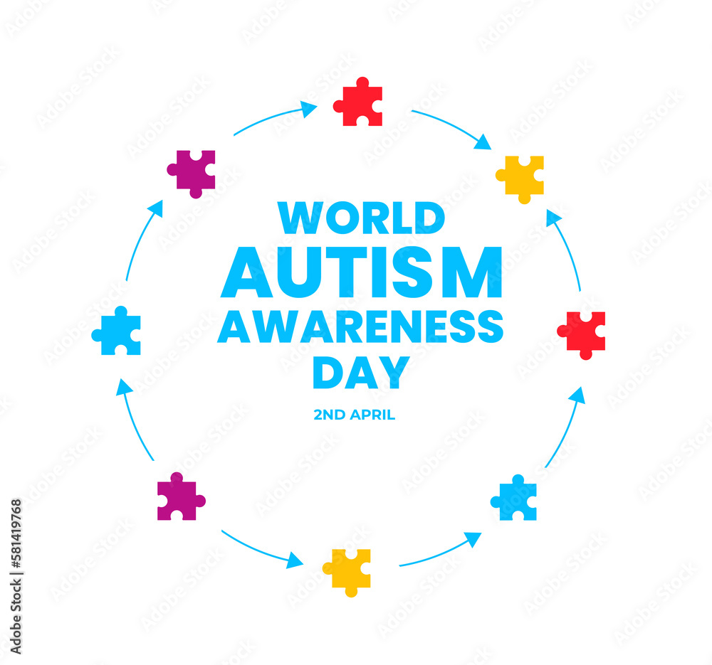 World autism awareness day color frame with typography design template ...