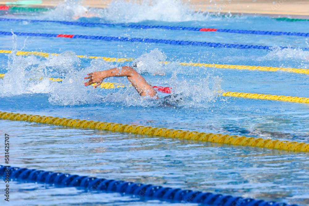 Sport man swimming in the pool at the sport complex.Professional ...
