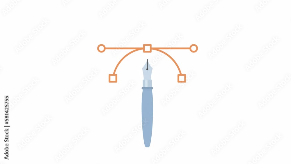 Animated making vector graphics. Fountain pen for digital art. Flat ...