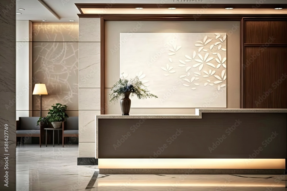 Luxury and contemporary lobby area interior design with reception ...