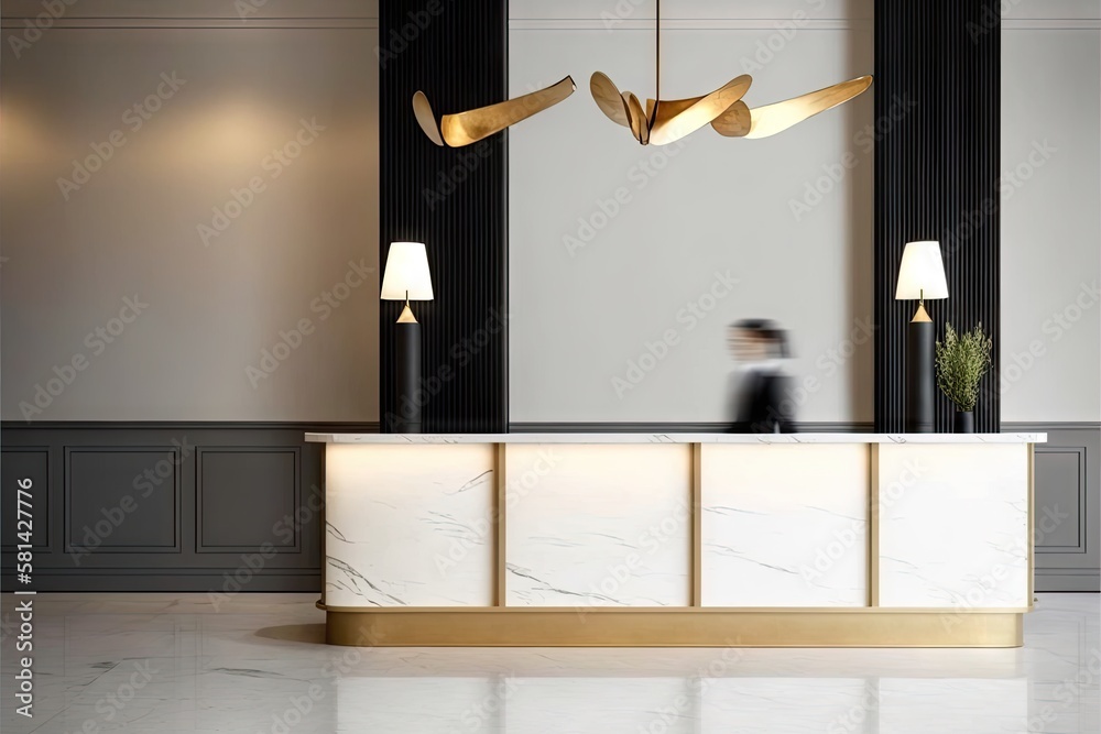Luxury and contemporary lobby area interior design with reception ...