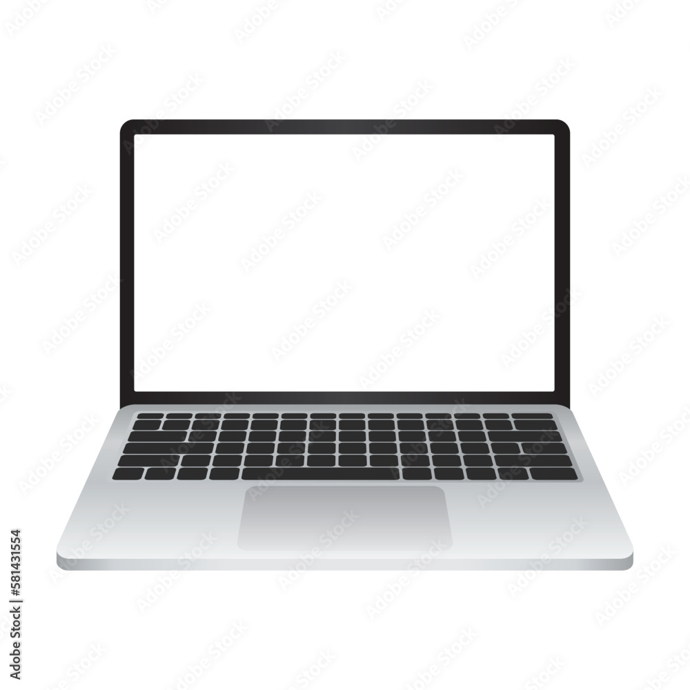 Mock-up of realistic laptop front view isolated on white background ...