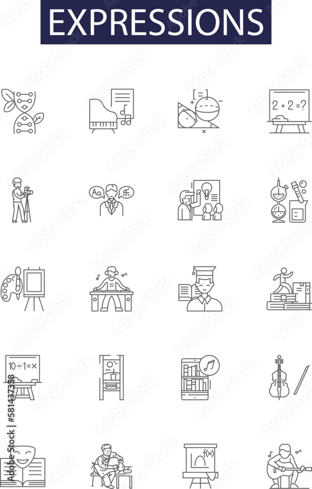 Expressions line vector icons and signs. Idioms, Slang, Sayings ...