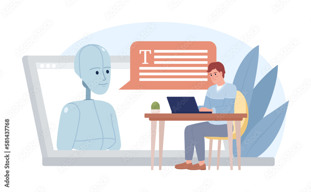 AI text generator flat concept vector spot illustration. Editable 2D ...