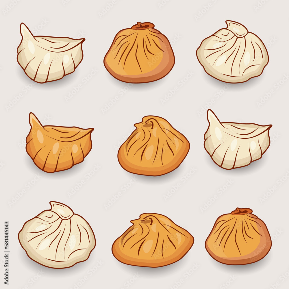 Vetor de Hugh Dim Sum Watercolor Illustrations Asian Food Design Set ...