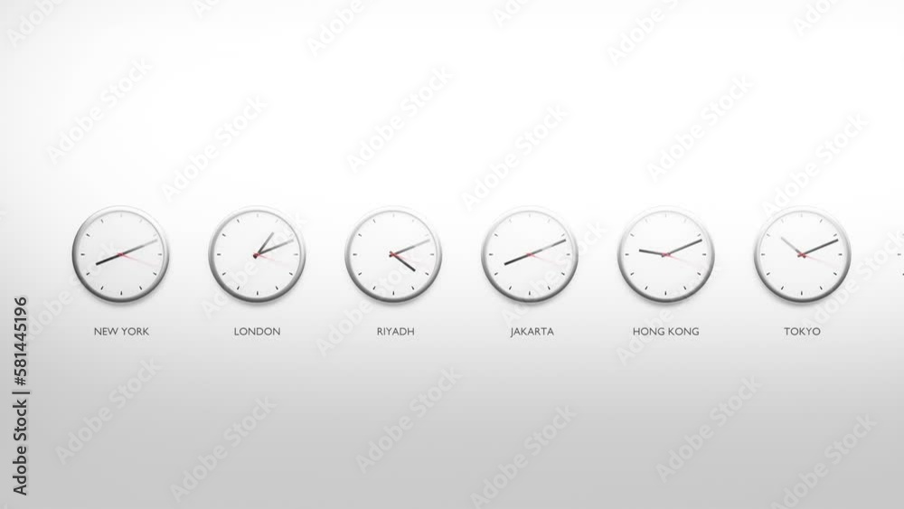 Stockvideo Clocks with Different Time Zones All Around the World. 3d ...