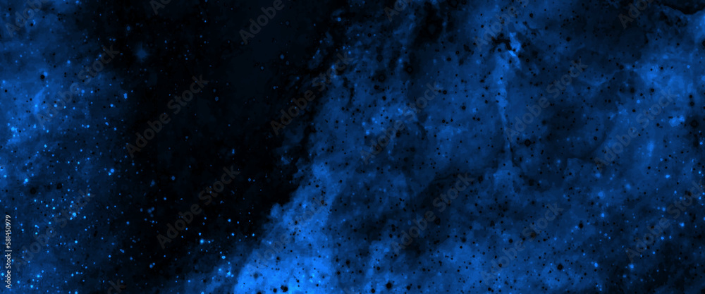 Dark blue nebula sparkle light star universe in outer space horizontal ...