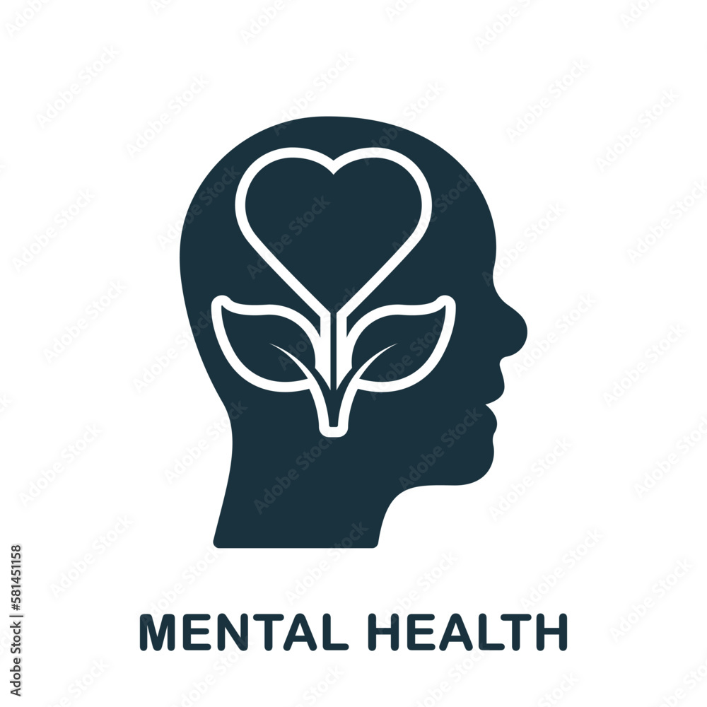 Wellness, Mental Health Silhouette Icon. Psychological Therapy, Healthy ...