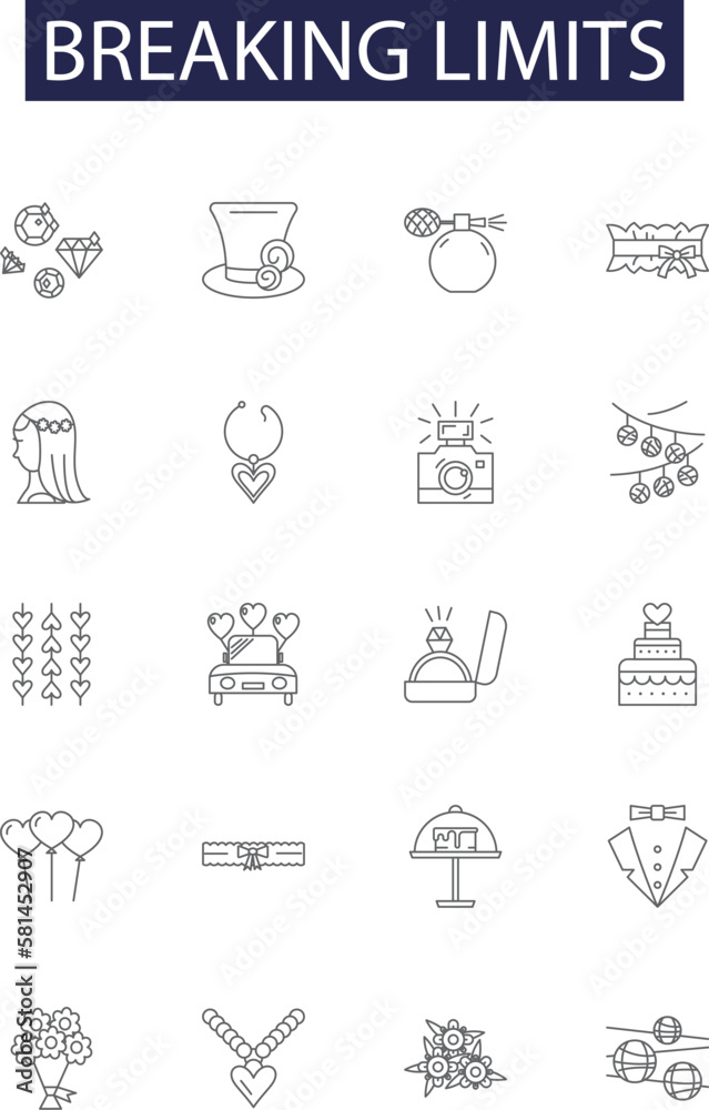 Breaking limits line vector icons and signs. Extremes, Overreaching ...