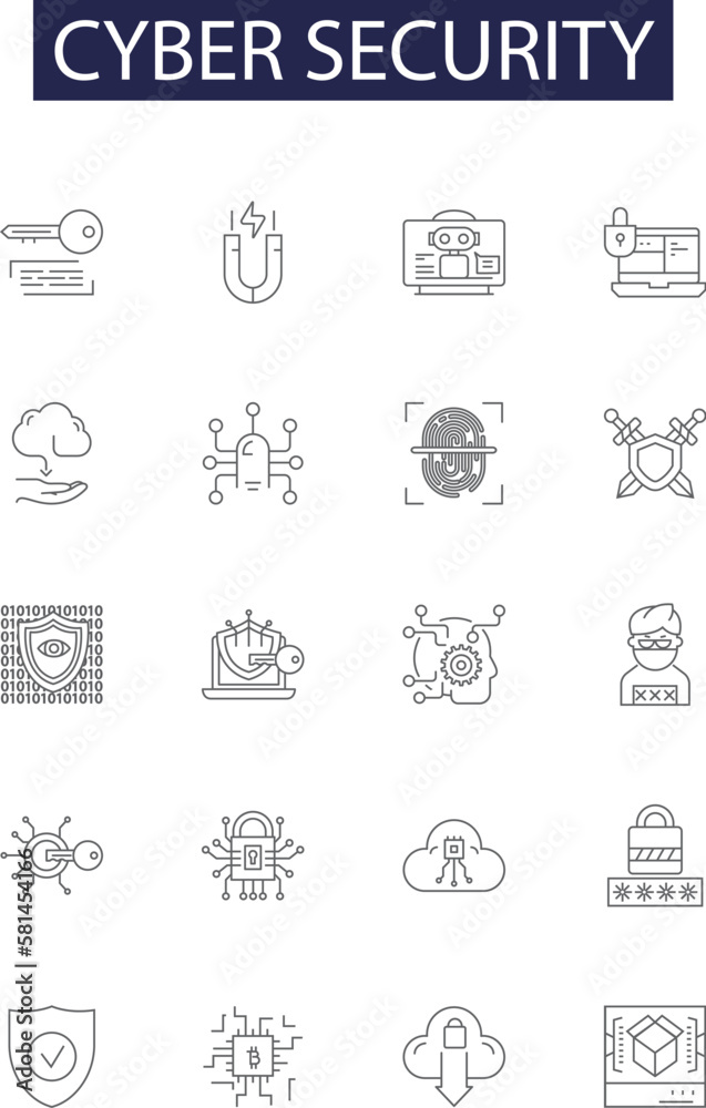 Cyber security line vector icons and signs. Cybercrime, Cryptography ...