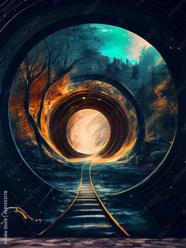 Time portal, travel through time, conceptual generative ai illustration ...