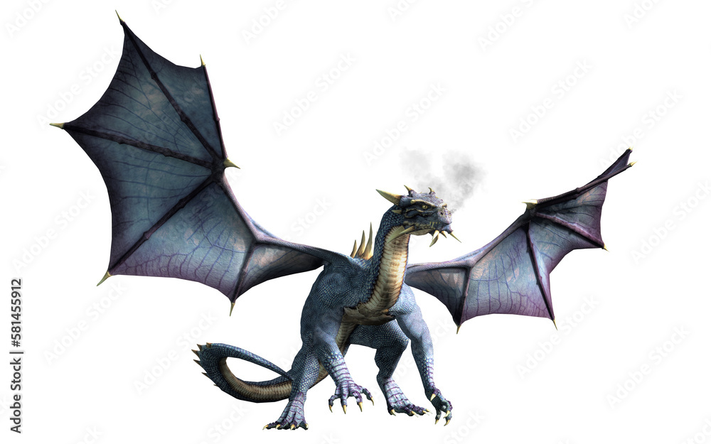 A blue dragon, a beast of myth and legend. Scaly and serpentine with ...