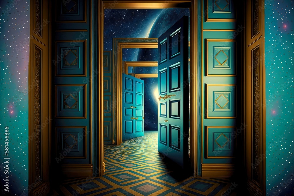 mystery door way to multi parallel universes, created with generative ...